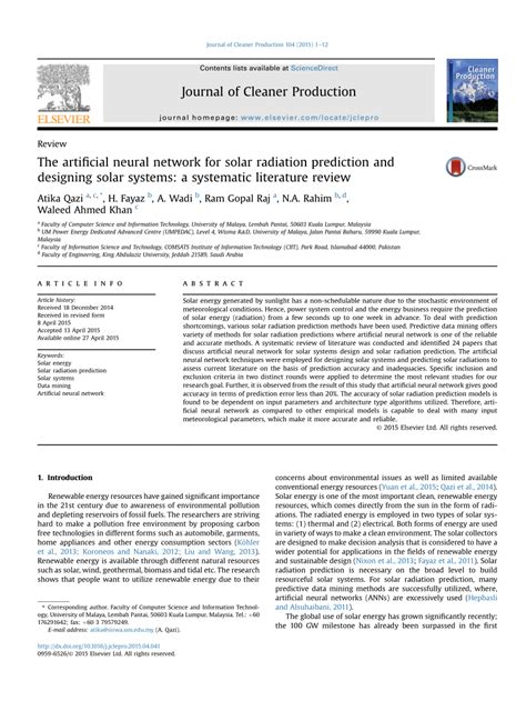 Pdf The Artificial Neural Network For Solar Radiation Prediction And Designing Solar Systems