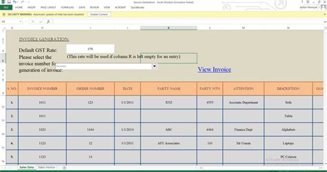 Excel Based Invoice Generation Freelancer