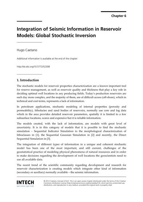 Pdf Integration Of Seismic Information In Reservoir Models … Pdfs 40514