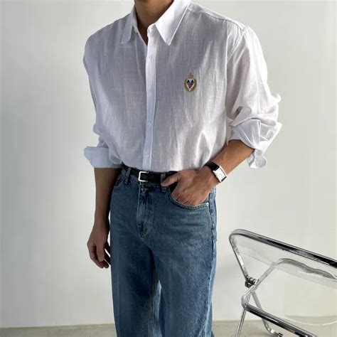 리얼자수 린넨 오버핏 긴팔 셔츠 6color