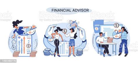투자에 대한 조언을 제공하는 재무 고문 머니 마켓 분석 고객 은유를 위한 관리 계획 개념에 대한 스톡 벡터 아트 및 기타 이미지 개념 개발 경영자 Istock