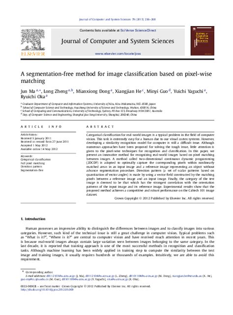 Pdf A Segmentation Free Method For Image Classification Based On Pixel Wise Matching