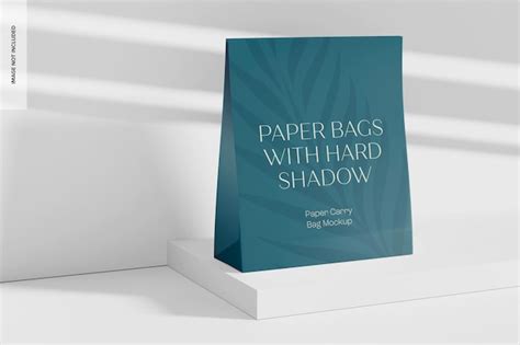 종이 가방 모형 연단에 프리미엄 Psd 파일