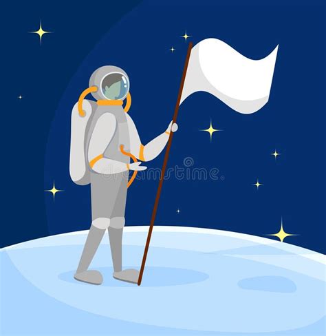 Cartoon Astronaut Standing On The Moon Stock Vector Illustration Of