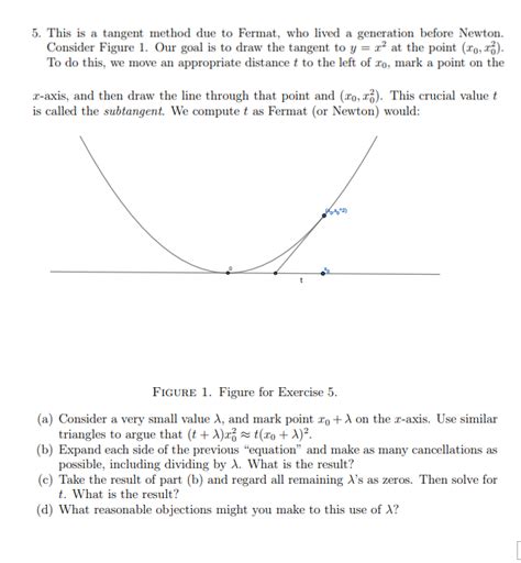 Solved 5 This Is A Tangent Method Due To Fermat Who Lived Chegg Com