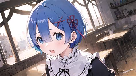 Blue Short Hair Eyes Rem Re Zero Uniform Dress K K Hd Anime Girl