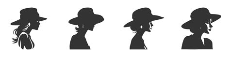 Premium Vector Silhouettes Of A Beautiful Young Woman Wearing Hat Vector Illustration