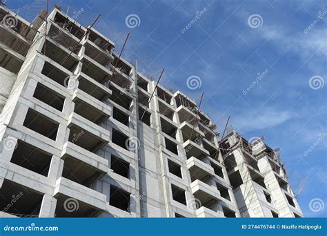 Unfinished Building Construction And Protection Security Nets Construction Security Nets Stock
