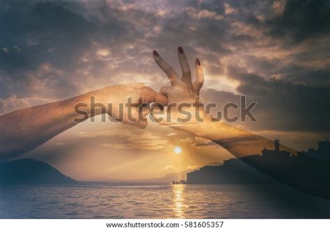 Double Exposure Sex Gesture Beautiful Lake Stock Photo 581605357 Shutterstock