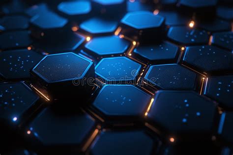 Futuristic Hexagonal Pattern With Glowing Edges And Digital Elements