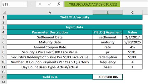 Excel Yield Function Formula Examples How To Use