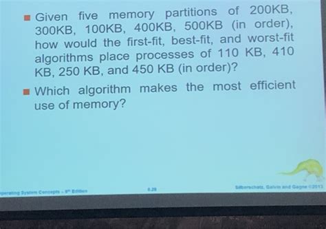 Solved Given Five Memory Partitions Of 200kb 300kb 100kb
