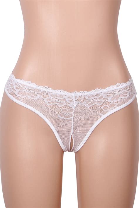Sexy White Lace Crotchless Panties Lingeriediva