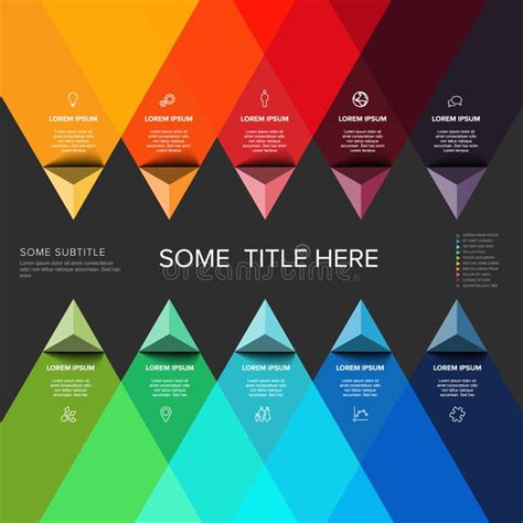 Vector Dark Multipurpose Infographic Template With Ten Triangle Arrows Elements In Two Rows
