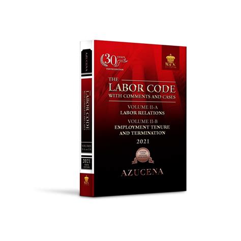 The Labor Code With Comments And Cases Volume II Edition By Cesario Azucena Paper Bound