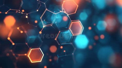 Orange And Blue Hexagonal Grid With Glowing Elements Stock Illustration Illustration Of