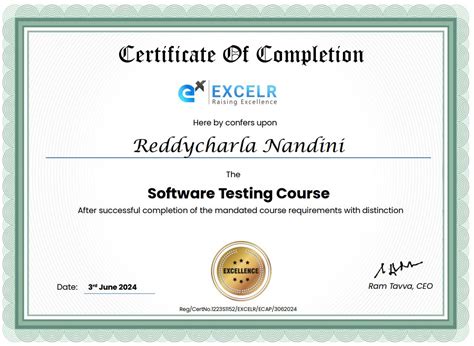 Completed Software Testing Course With Excelr Solutions Nandini