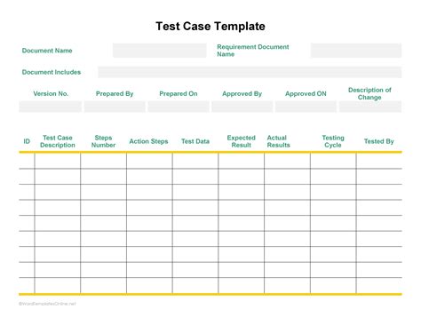 free test case templates word and excel