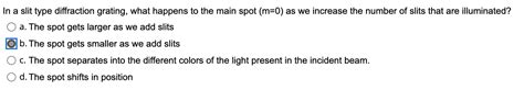 Solved In A Slit Type Diffraction Grating What Happens To Chegg