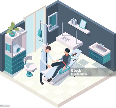 병원에서 환자 응급 첫 번째 상해 실 건강 성인 사람 간호사 와 의사 벡터 의료 일러스트 아이소메트릭 인테리어 가구에 대한 스톡 벡터 아트 및 기타 이미지 Istock