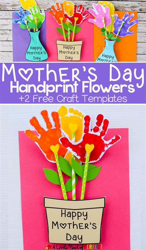 Adorable Mothers Day Handprint Flower Craft And Free Template A
