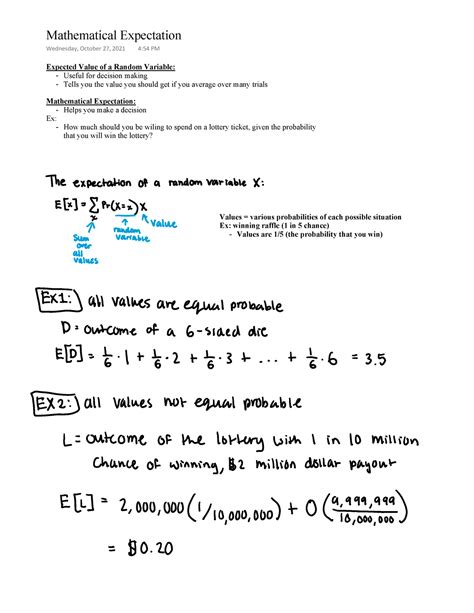 Mathematical Expectation Expected Value Of A Random Variable