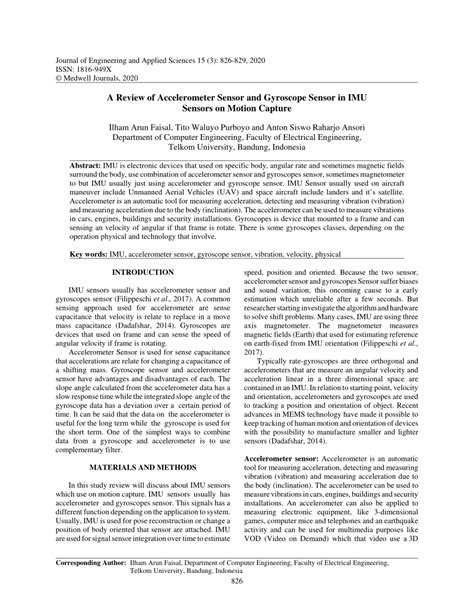 Pdf A Review Of Accelerometer Sensor And Gyroscope Sensor In Imu