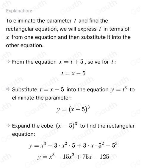 solved which rectangular equation is formed by eliminating the