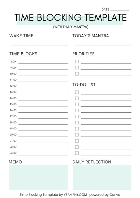 Ten Time Blocking Templates FREE Printable Downloads