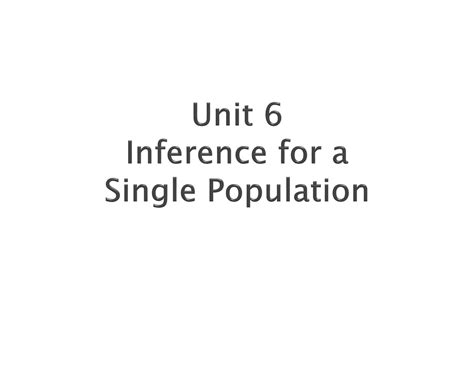 Unit Notes Pp Inference Of A Single Population Recap The Sampling Distribution Of Is The
