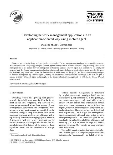 Pdf Developing Network Management Applications In An Application Oriented Way Using Mobile