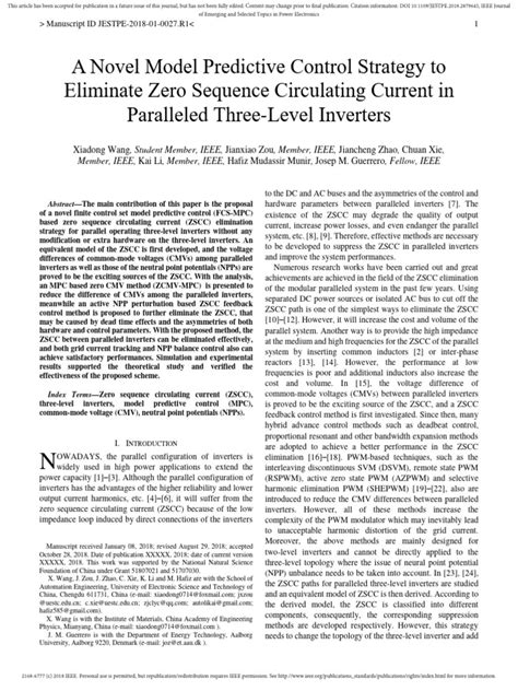 A Novel Model Predictive Control Strategy To Eliminate Pdf Computing