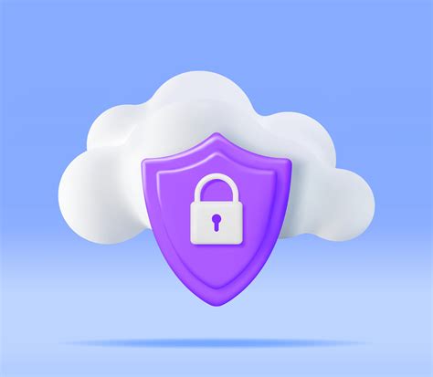 3d White Cloud With Locked Padlock Render Cloud With Pad Lock Icon Concept Of Cloud Data