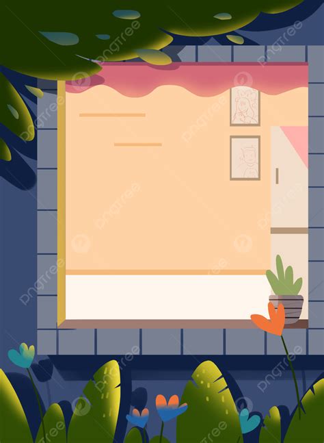 밤 집 창밖 풍경 삽화 배경 밤 배경 홈 배경 창밖 풍경 배경 일러스트 및 사진 무료 다운로드 Pngtree