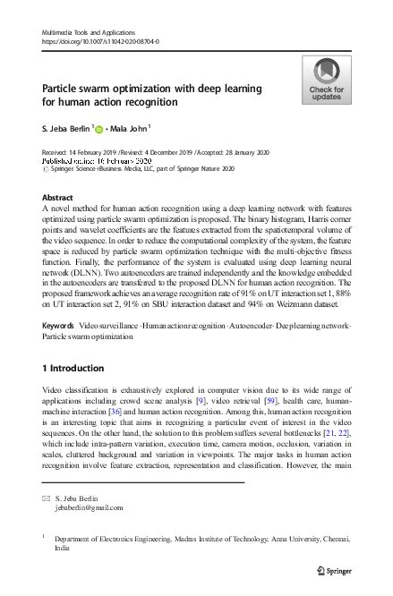 Pdf Particle Swarm Optimization With Deep Learning For Human Action