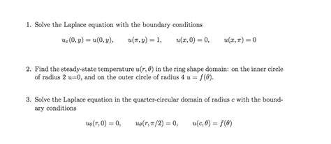 Solved 1 Solve The Laplace Equation With The Boundary