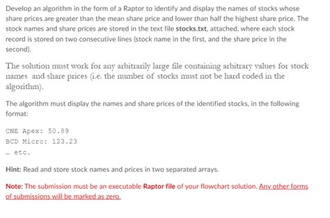 Solved Develop An Algorithm In The Form Of A Raptor To Chegg