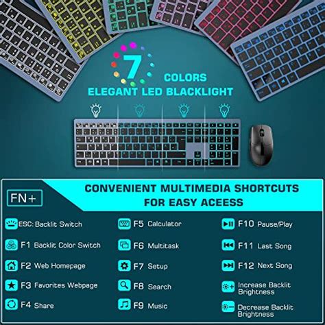 Wireless Keyboard And Mouse Combo Rechargeable Full Size Wireless
