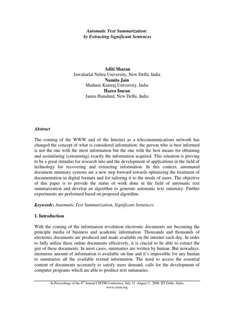 Automatic Text Summarization By Extracti Pdf Linguistics Cognitive Science