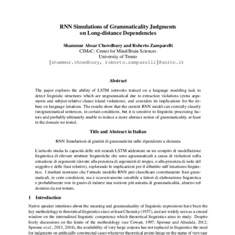 Rnn Simulations Of Grammaticality Judgments On Long Distance