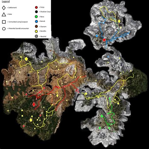 updated my npc patrol map and bandit encounter locations for zero dawn r horizon