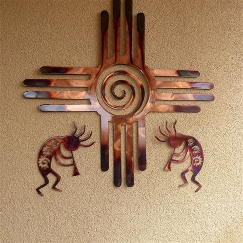 Southwestern Spiral Sun Metal Wall Art Copper And Bronzed Plated Etsy