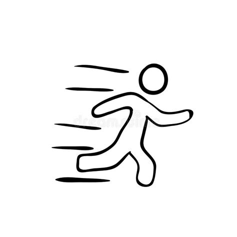 Running Man Doodle Cartoon With Simple Hand Draw Stock Illustration