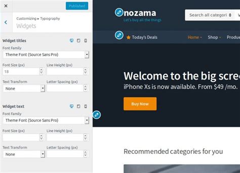 Extended Typography Controls For Nozama And Decorist • Cssigniter