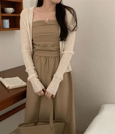 서트 브이넥 골지 니트 크롭 가디건