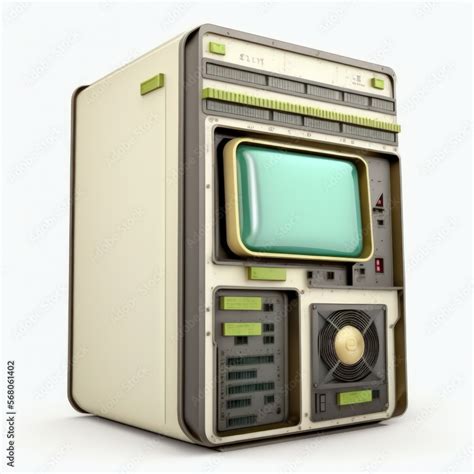 Detailed Illustration Of An Outdated Retro Vintage Mainframe Computer