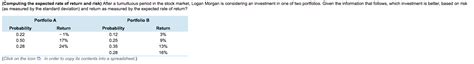 Solved Computing The Expected Rate Of Return And Risk Chegg
