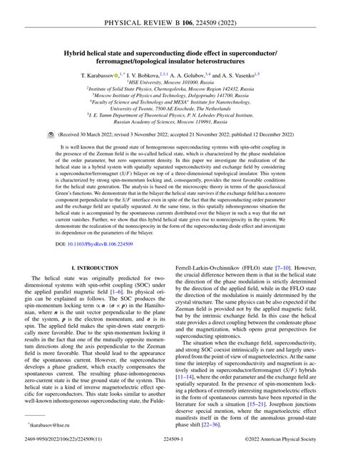 Pdf Hybrid Helical State And Superconducting Diode Effect In Superconductorferromagnet