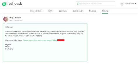 Api To Update A Service Request In Freshservice Ideas Freshworks Developer Community