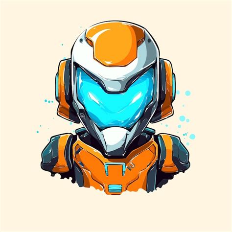 현대 로봇 머리 마스코트 로고 벡터 일러스트 프리미엄 벡터